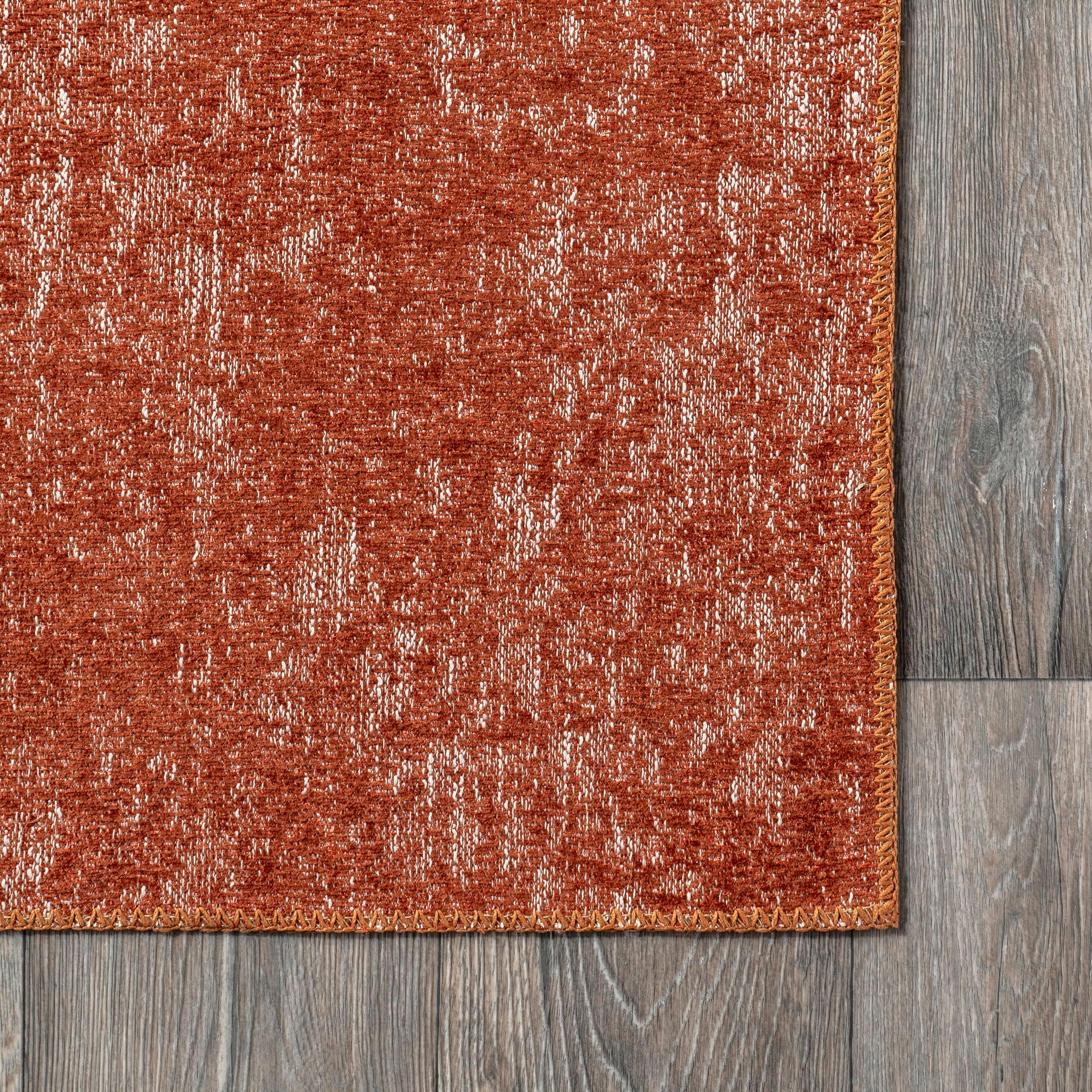 Carla Washable Hazy Solid Rug | Burnt Orange – Rugs USA