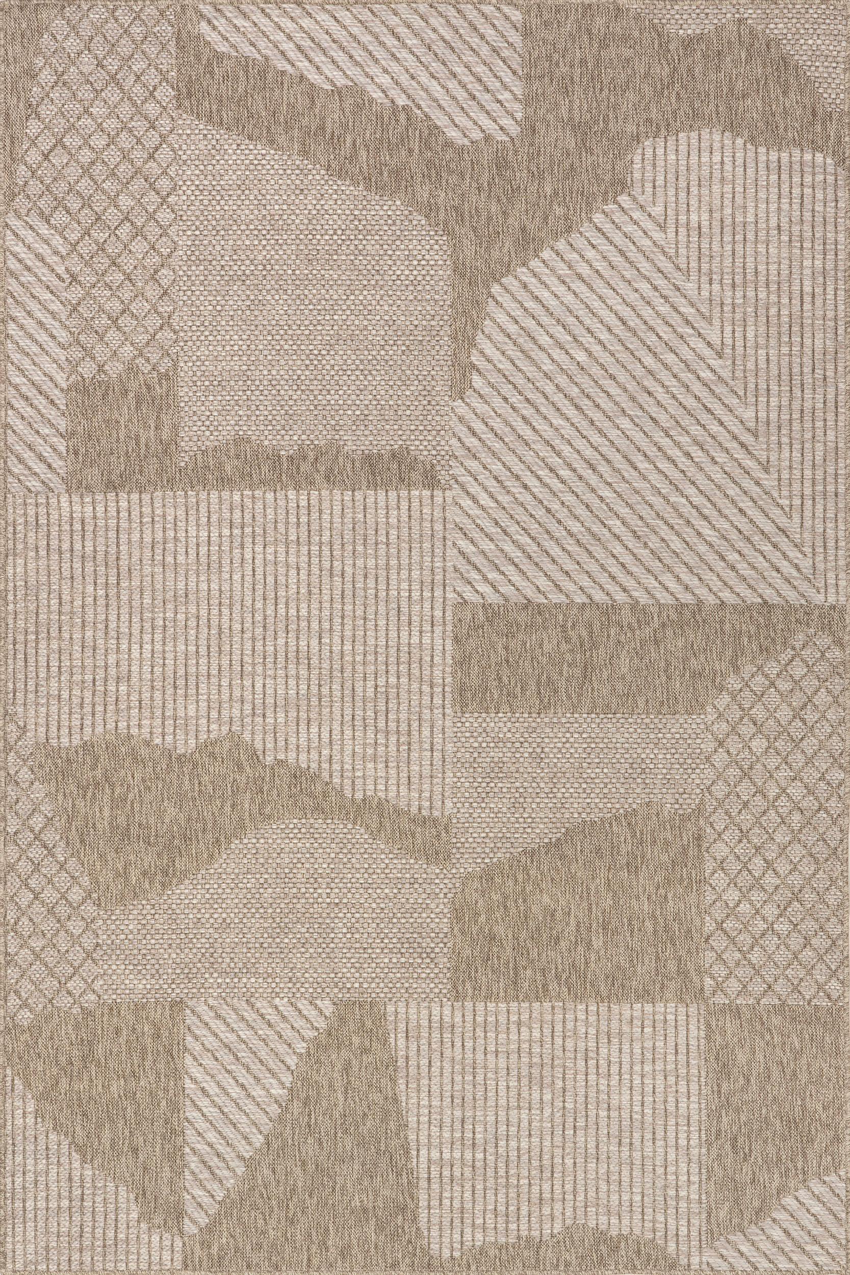 Ansley Abstract Collage Indoor/Outdoor Rug | Tan – Rugs USA