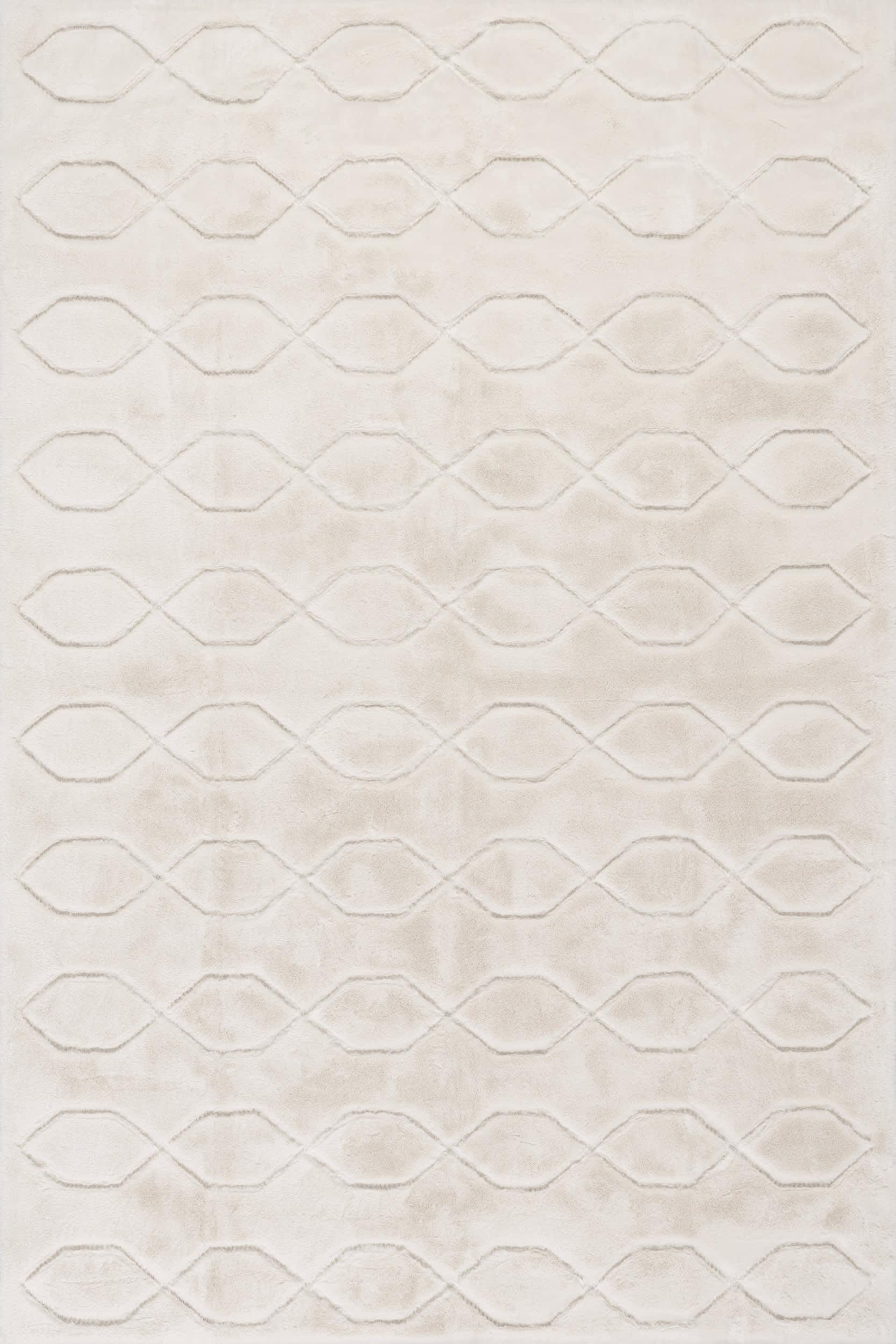 Rhythm Diamond Plush Cloud Washable Rug | Off White – Rugs USA