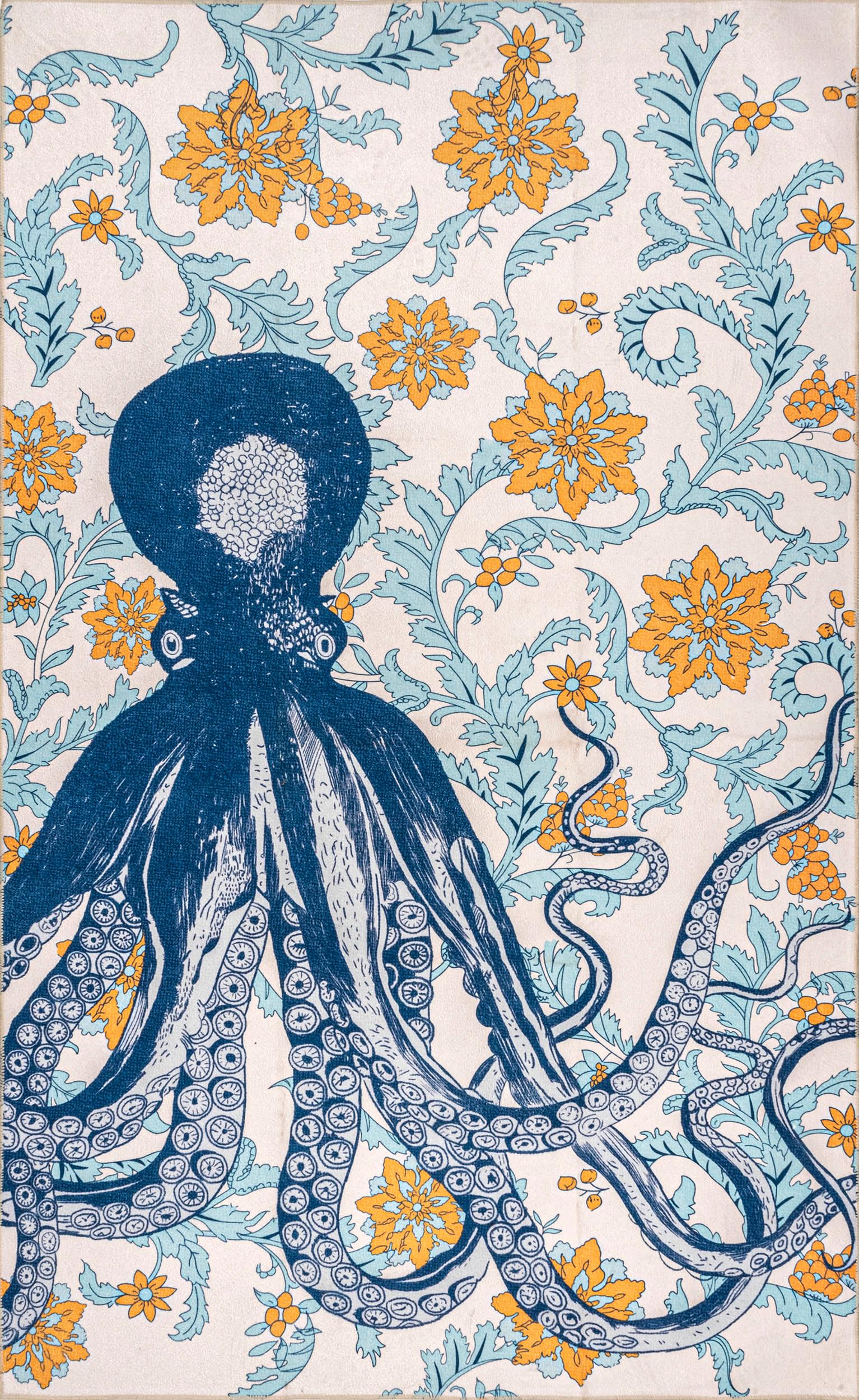 Molly Octopus Washable Rug | Blue – Rugs USA