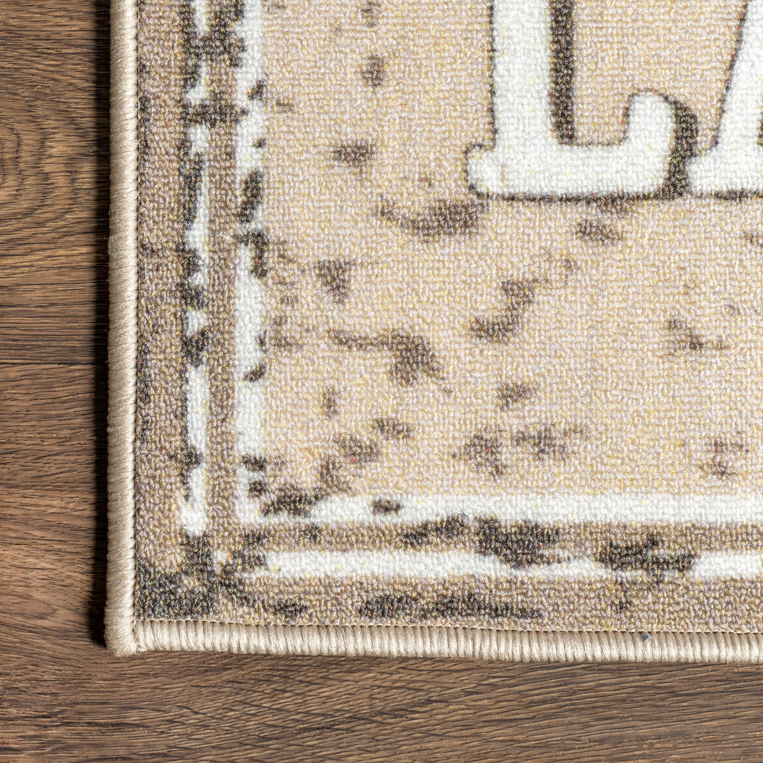 Merla Washable Room Sign Laundry Mat | Beige – Rugs USA