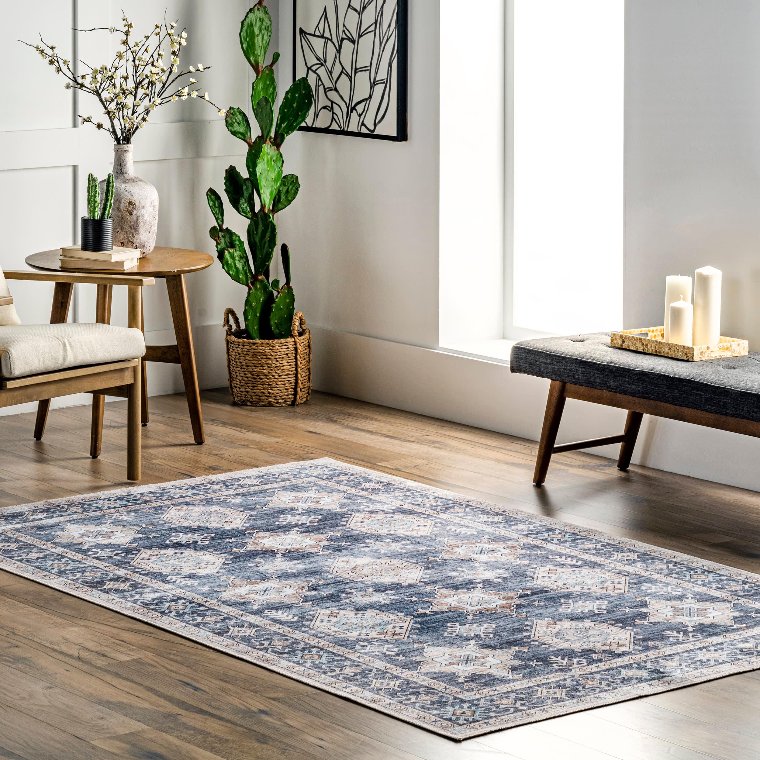 Francesca Timeworn Charm Washable Rug | Blue – Rugs USA
