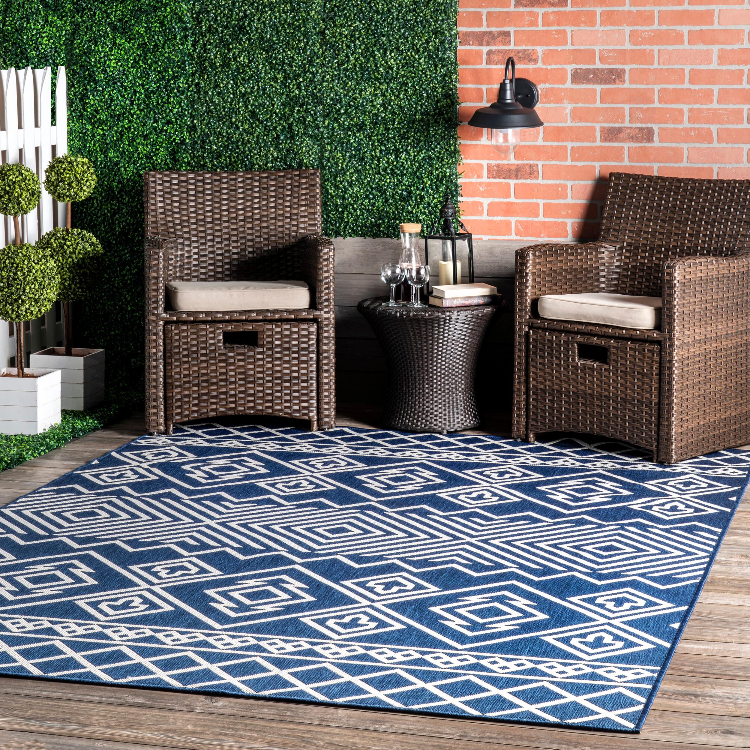Striped Indoor/Outdoor Flatweave Rug | Blue – Rugs USA