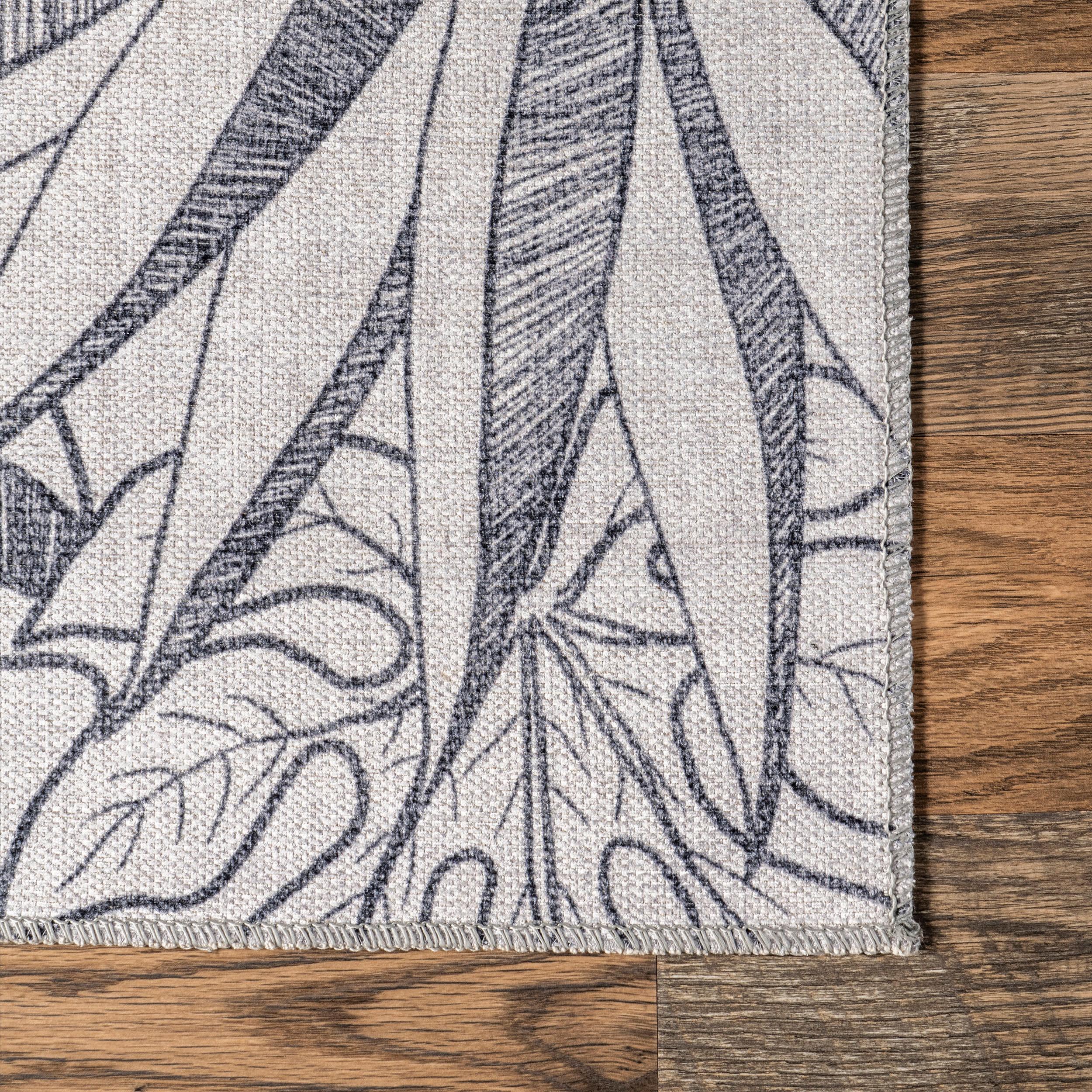 Kienna Reversible Tropical Washable Rug | Navy and Grey – Rugs USA